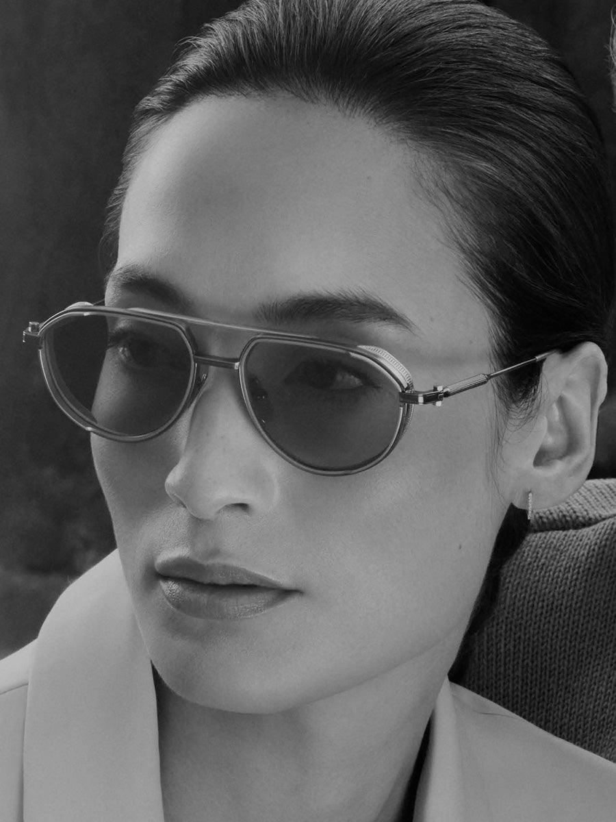 AKONI Skyracer Brushed Silver 511C Sunglasses | sunglasscurator.com