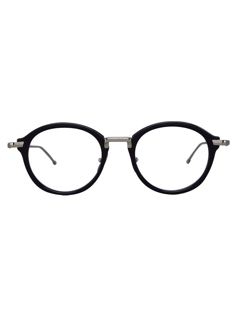Thom Browne 011A-415 Navy Silver Round Eyeglasses | sunglasscurator.com